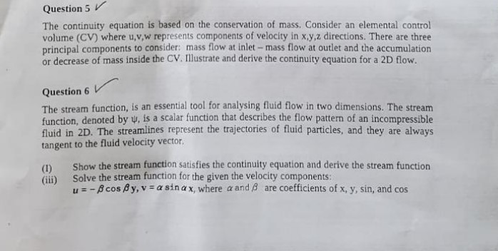 Solved Question 6The stream function, is an essential tool | Chegg.com