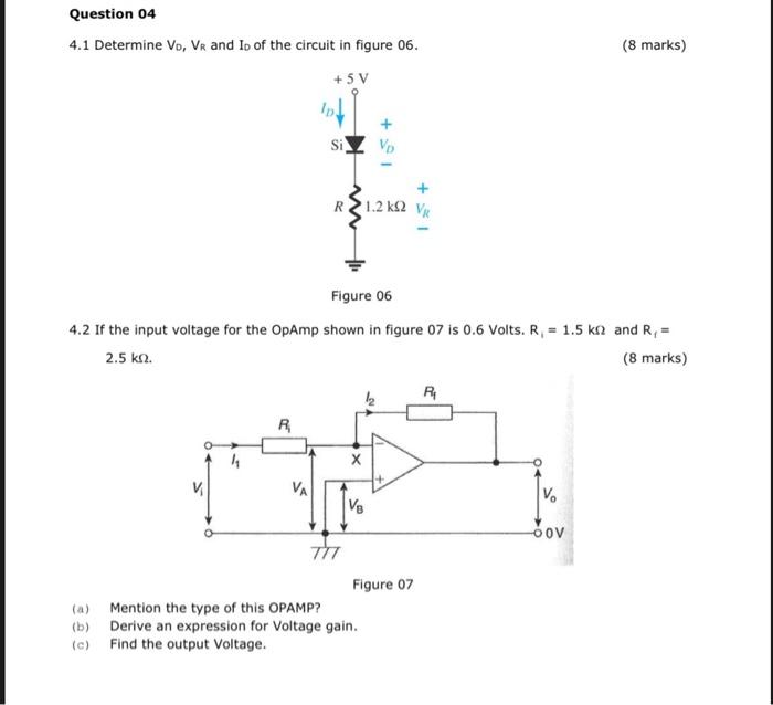 Solved 4.1 Determine VD,VR and ID of the circuit in figure | Chegg.com