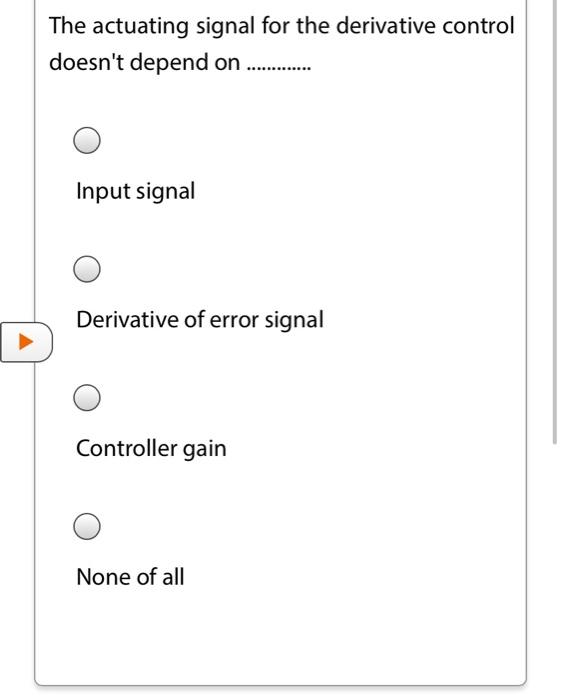 Solved The actuating signal for the derivative control | Chegg.com