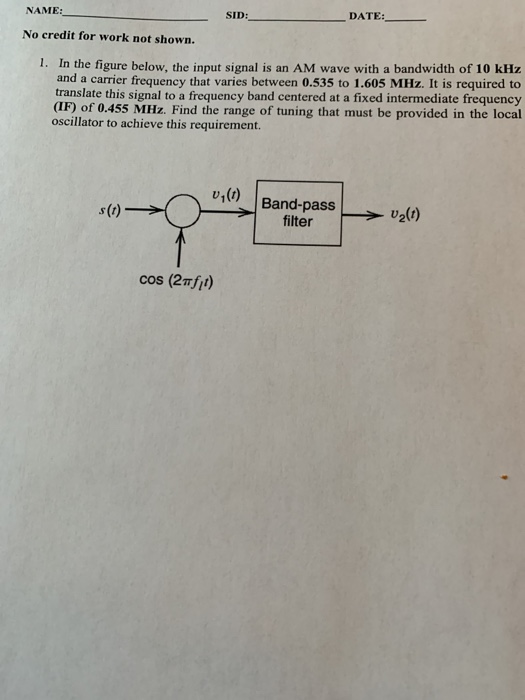 Solved 2. Consider the square-law detector using a nonlinear | Chegg.com