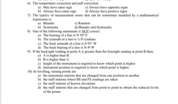 Solved 6) The temperature correction and pull correction: a) | Chegg.com