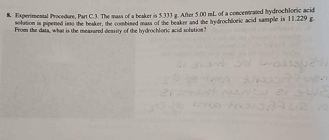 Solved Experimental Procedure, Part C.3. ﻿The mass of a | Chegg.com