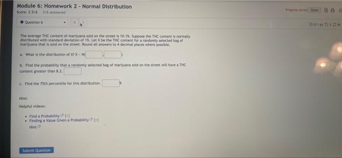 Solved Module 6: Homework 2 - Normal Distribution Score: | Chegg.com