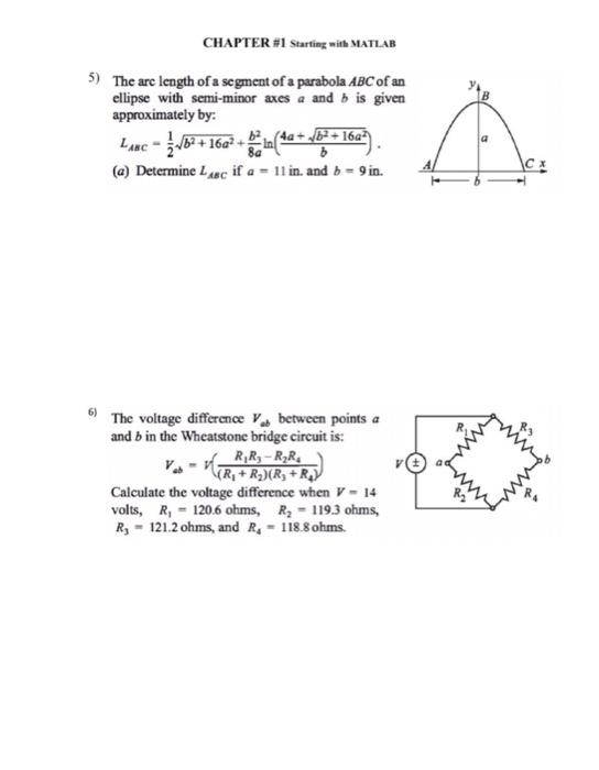 Solved CHAPTER #1 Starting with MATLAB 5) The arc length of | Chegg.com