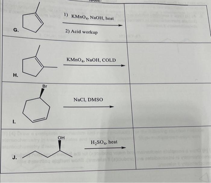 Solved G. 1) KMnO4,NaOH, heat H. 2) Acid workup I. | Chegg.com