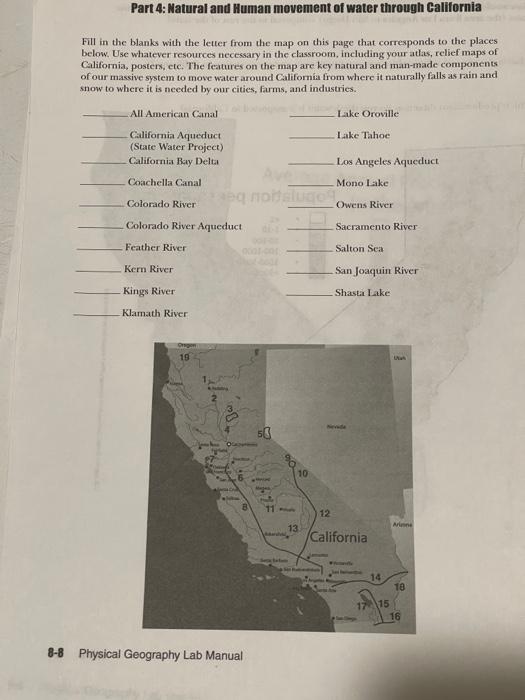 Part 4: Natural and Human movement of water through | Chegg.com