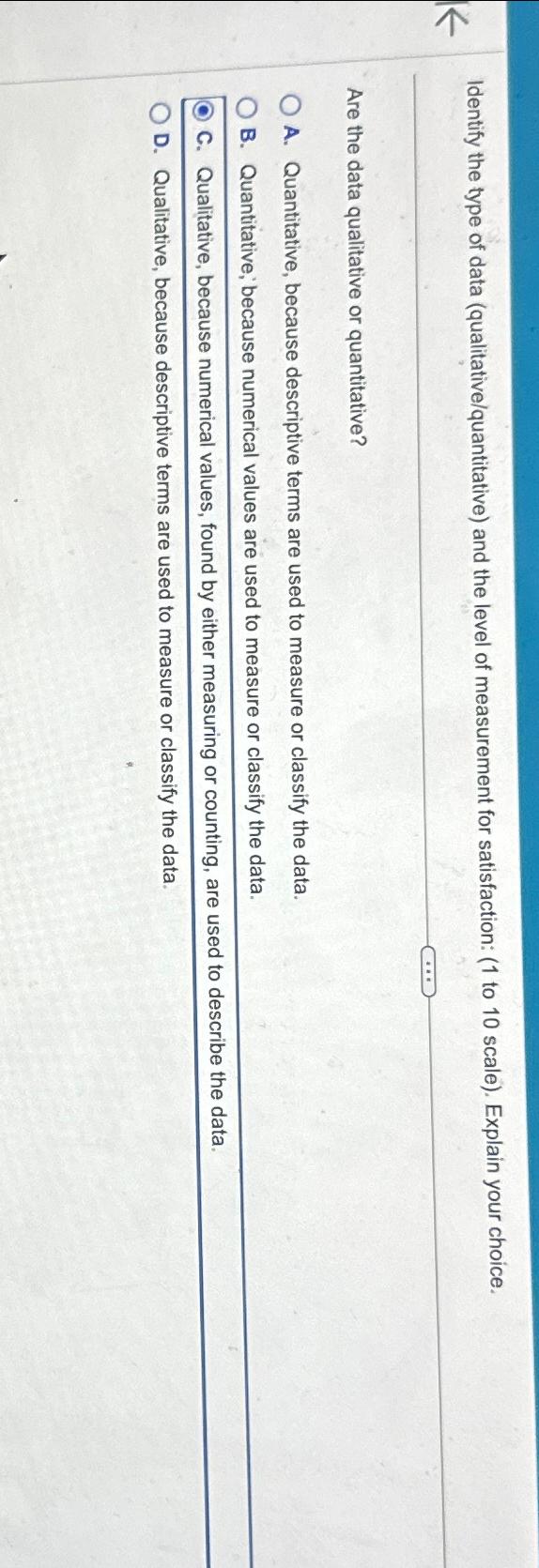 Solved Identify the type of data (qualitative/quantitative) | Chegg.com