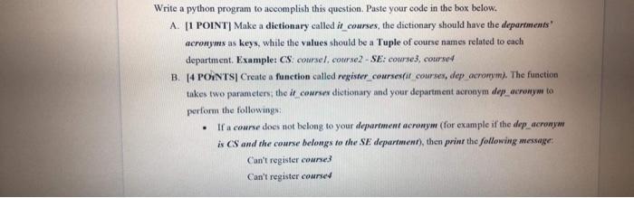 Solved Write a python program to accomplish this question. | Chegg.com