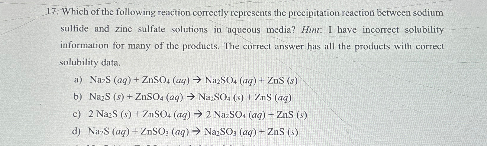 Solved Which of the following reaction correctly represents | Chegg.com