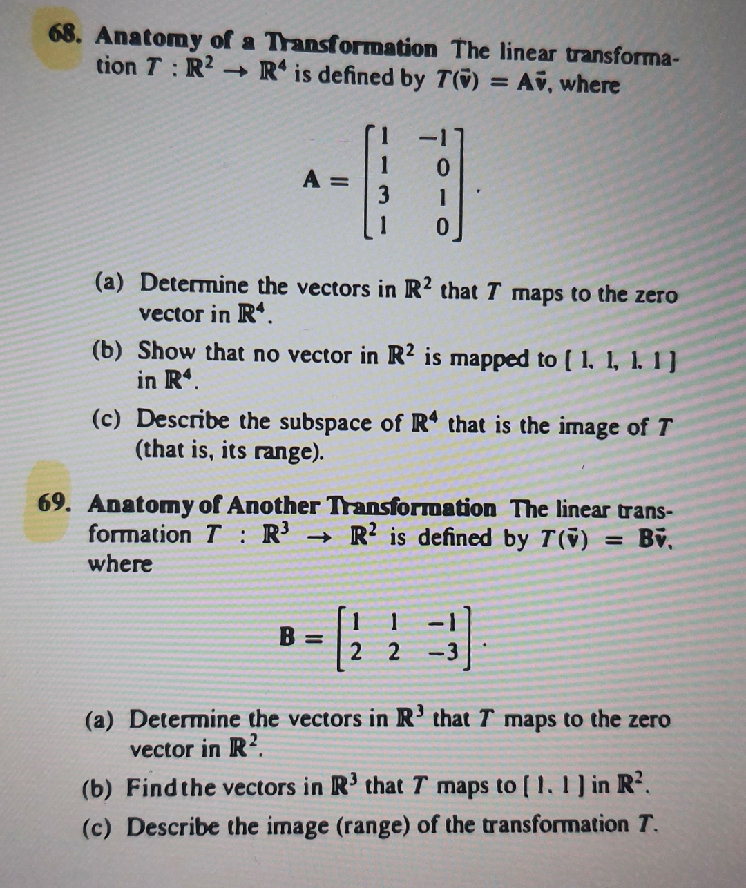Solved Anatomy of a Transformation The linear transformation | Chegg.com