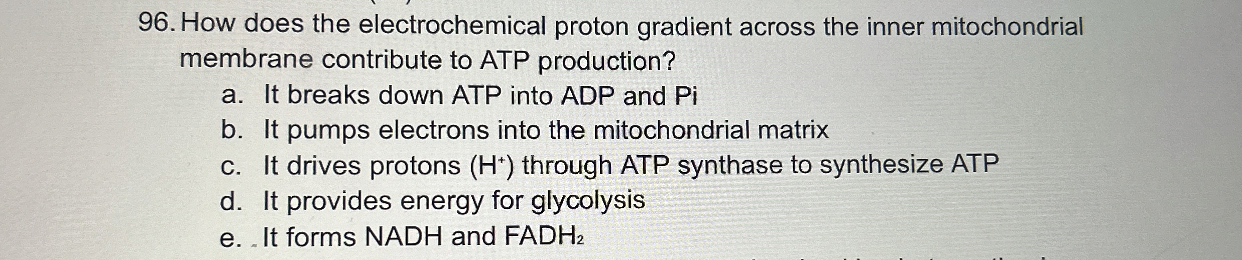 Solved How does the electrochemical proton gradient across | Chegg.com