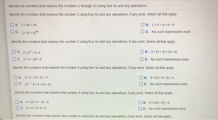 Solved Identify the numbers that express the numbers 1 | Chegg.com