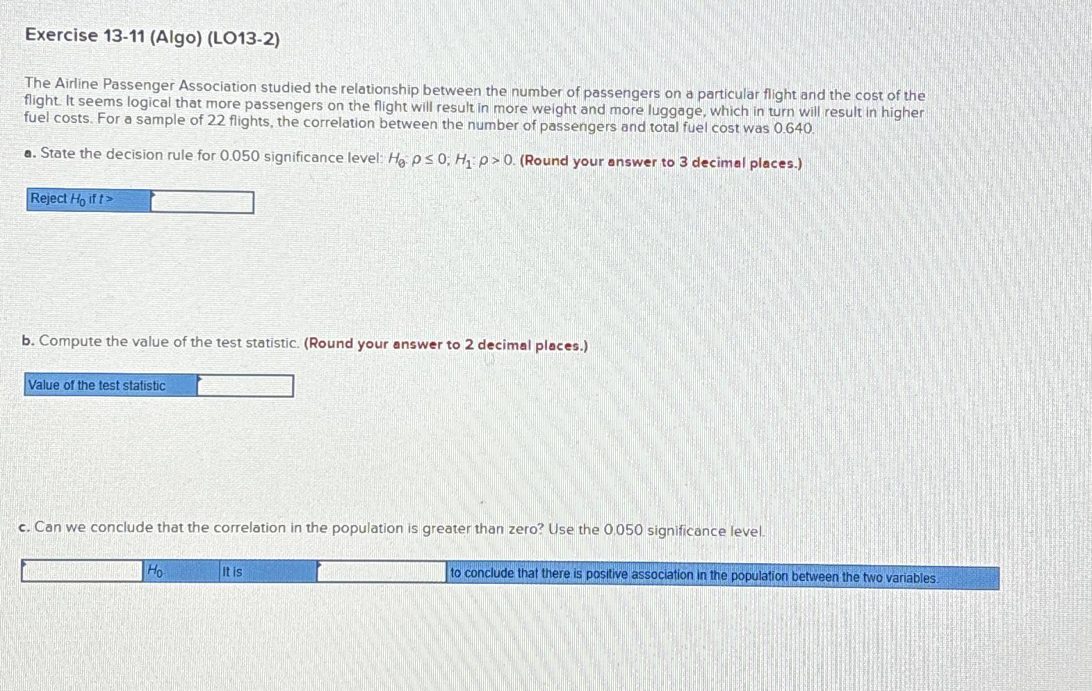 Solved Exercise 13-11 (Algo) (LO13-2)The Airline Passenger | Chegg.com