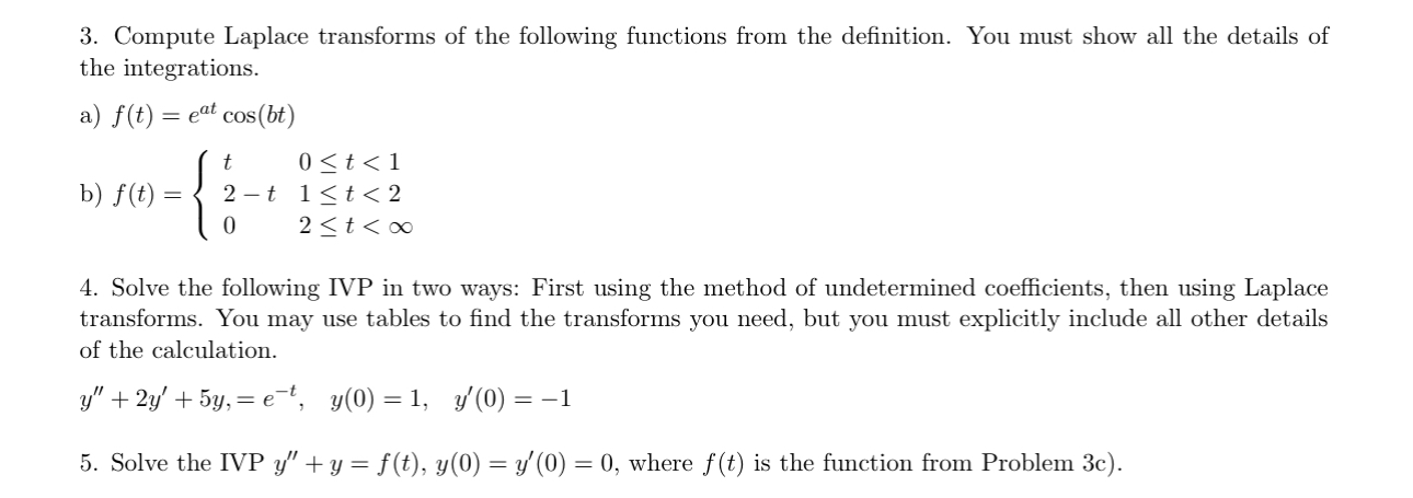 Solved Compute Laplace transforms of the following functions | Chegg.com