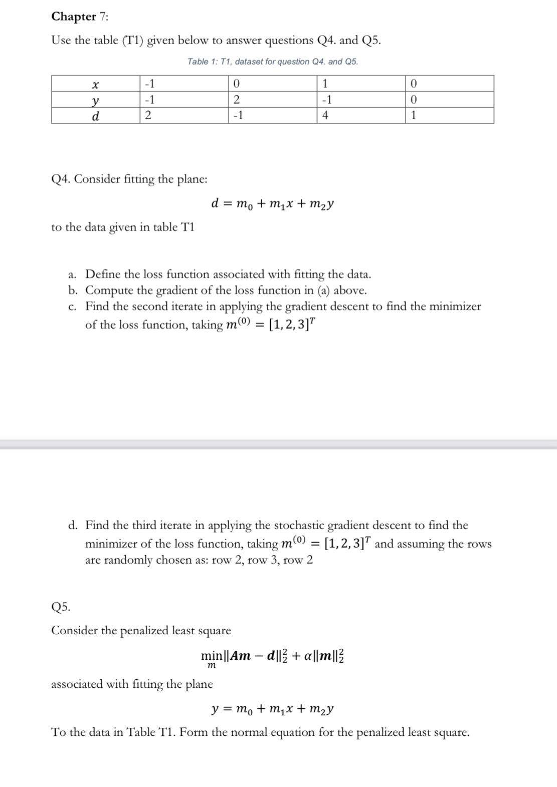 Solved Chapter 7:Use the table (T1) ﻿given below to answer | Chegg.com