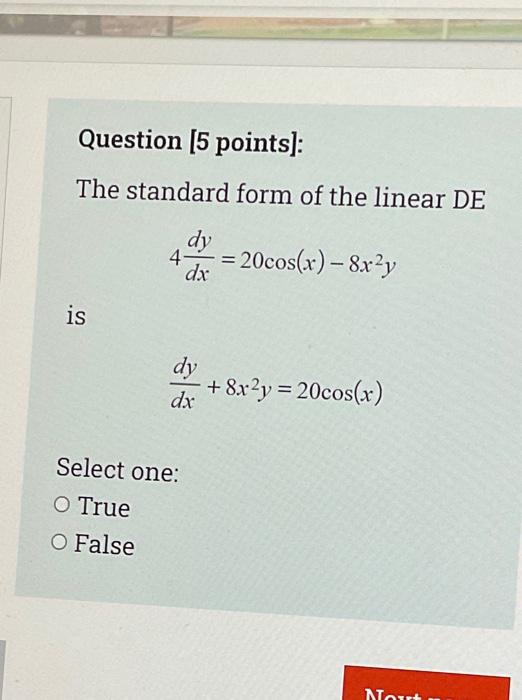Solved Question [5 points]: The standard form of the linear | Chegg.com