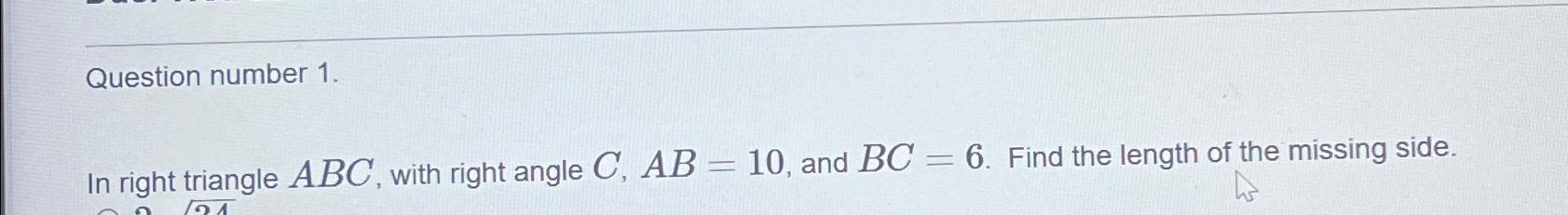 Solved Question number 1.In right triangle ABC, with right | Chegg.com