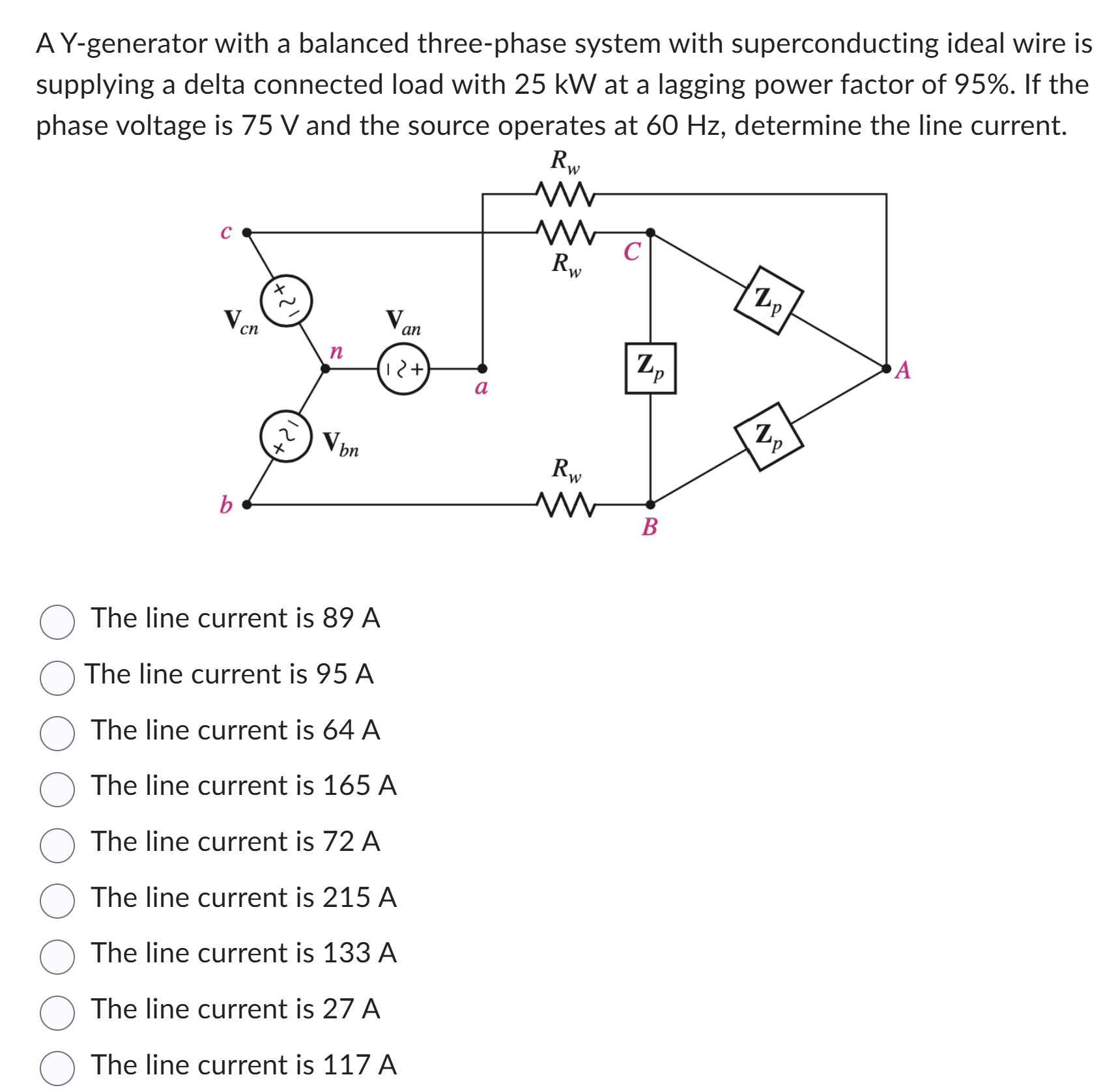 Solved A Y-generator with a balanced three-phase system with | Chegg.com