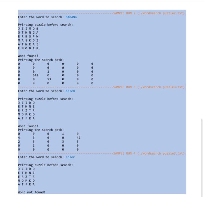 Solved Description of wordsearch. c The main program | Chegg.com