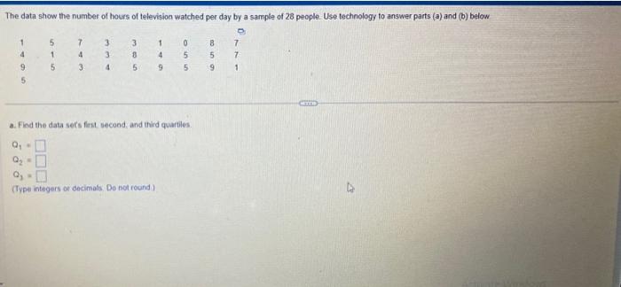 Solved a. Find the data sefs first second, and third | Chegg.com