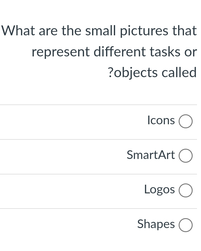 Solved What are the small pictures that represent different | Chegg.com