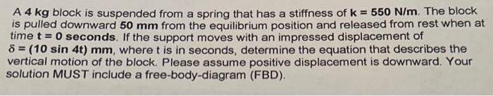 Solved A 4 kg block is suspended from a spring that has a | Chegg.com