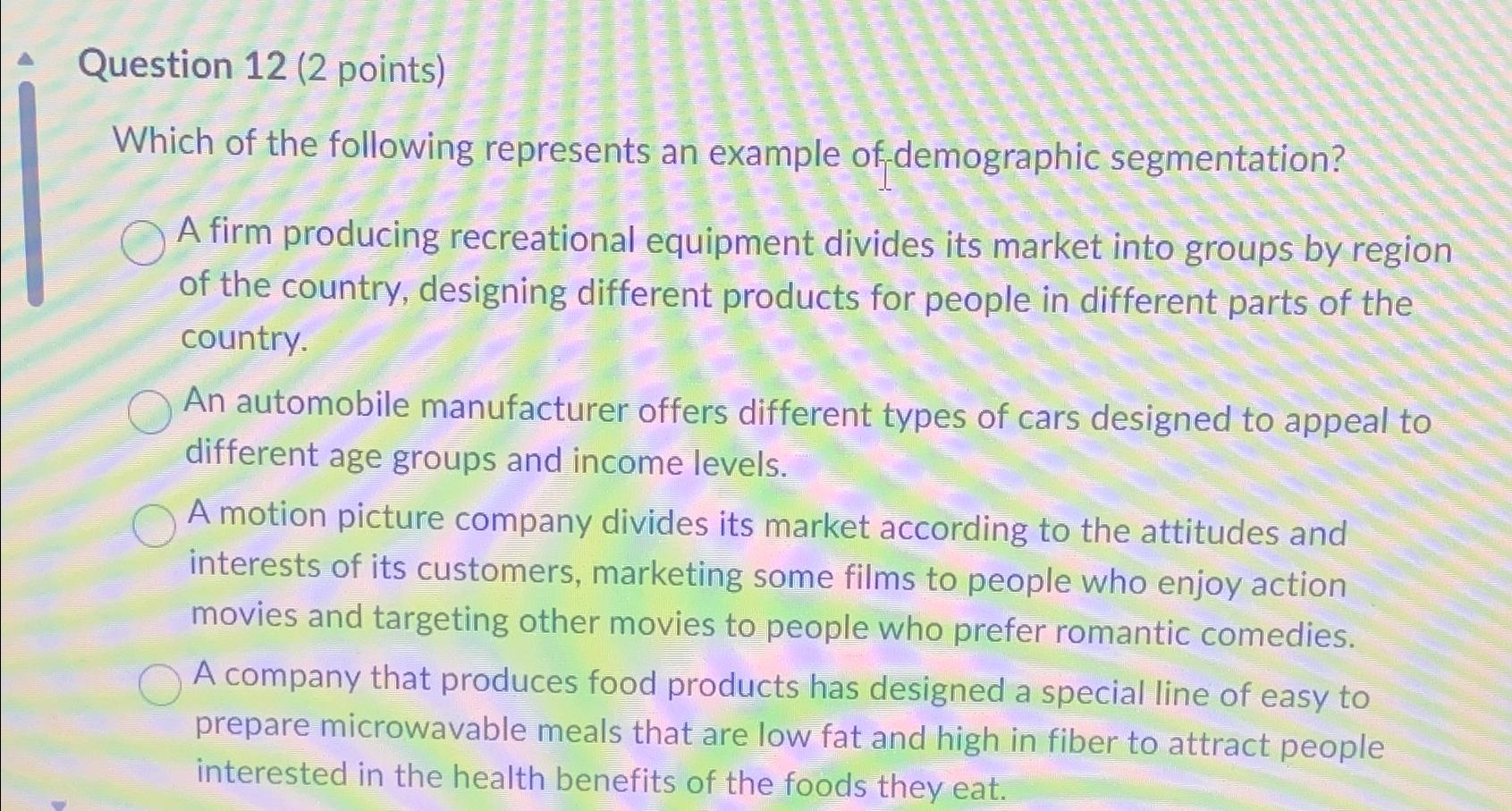 Solved Question 12 (2 ﻿points)Which of the following | Chegg.com