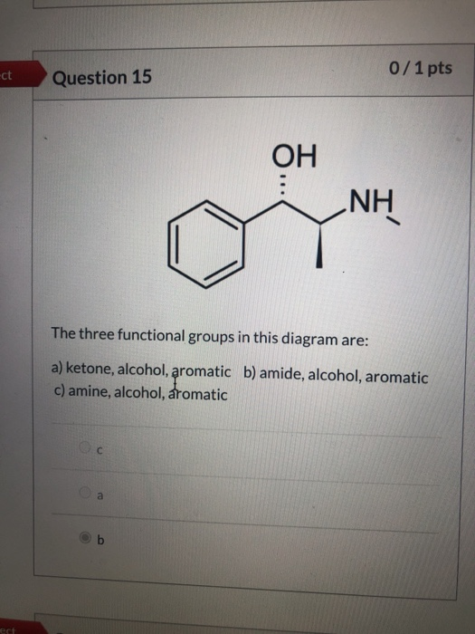Solved 0/1 pts -ct Question 15 OH NH The three functional | Chegg.com