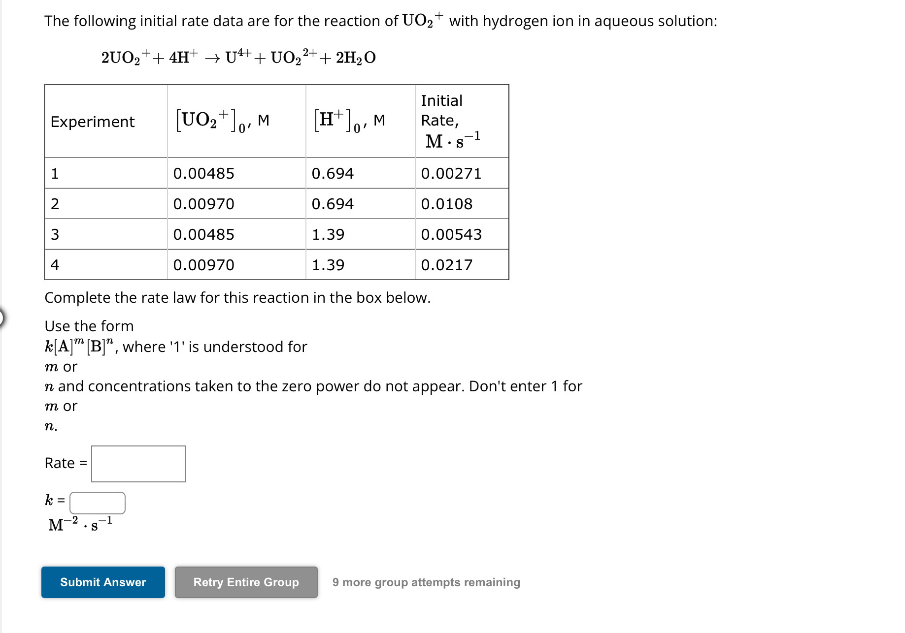 Solved The Following Initial Rate Data Are For The Reaction