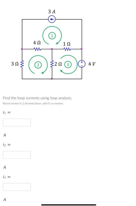Solved Find The Loop Currents Using Loop Analysis Round
