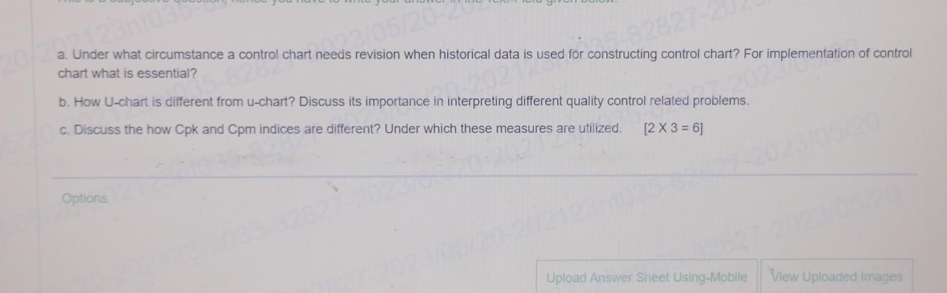 Solved a. Under what circumstance a control chart needs | Chegg.com