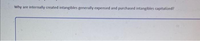 Solved Why are internally created intangibles generally | Chegg.com