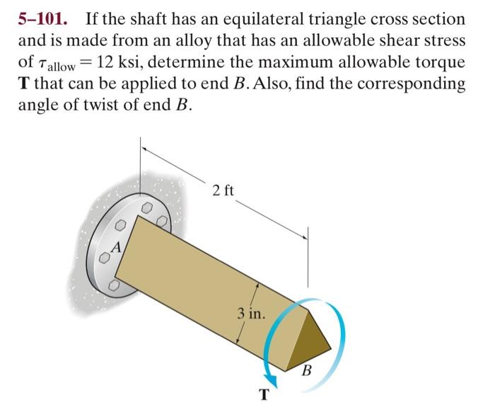 Solved 5-101. If the shaft has an equilateral triangle cross | Chegg.com