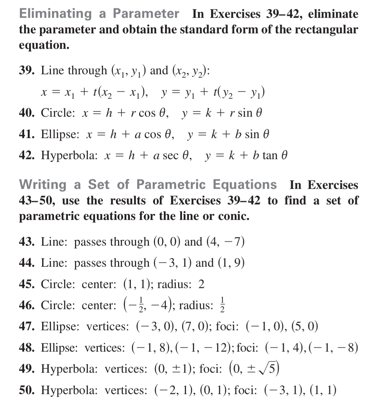 Solved Eliminating a Parameter In Exercises 39-42, | Chegg.com
