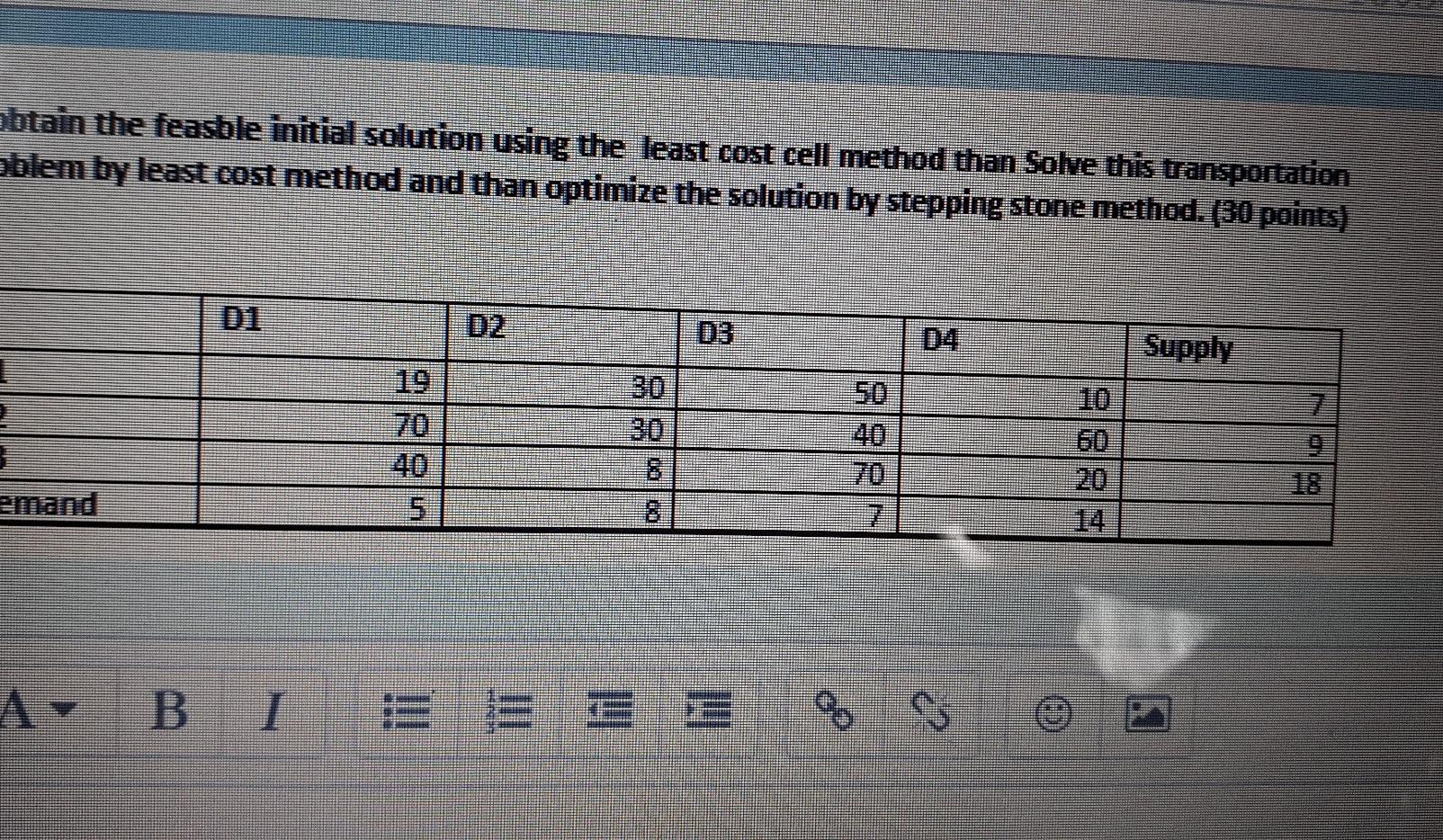 Solved obtain the feasble initial solution using the least | Chegg.com