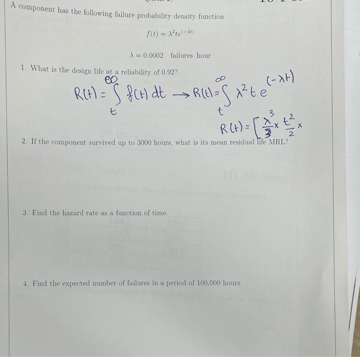 Solved A component has the following failure probability | Chegg.com