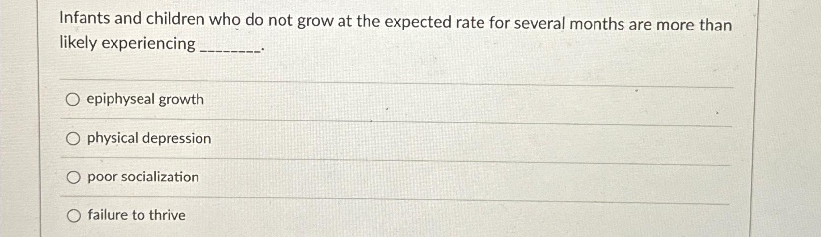 Solved Infants and children who do not grow at the expected | Chegg.com