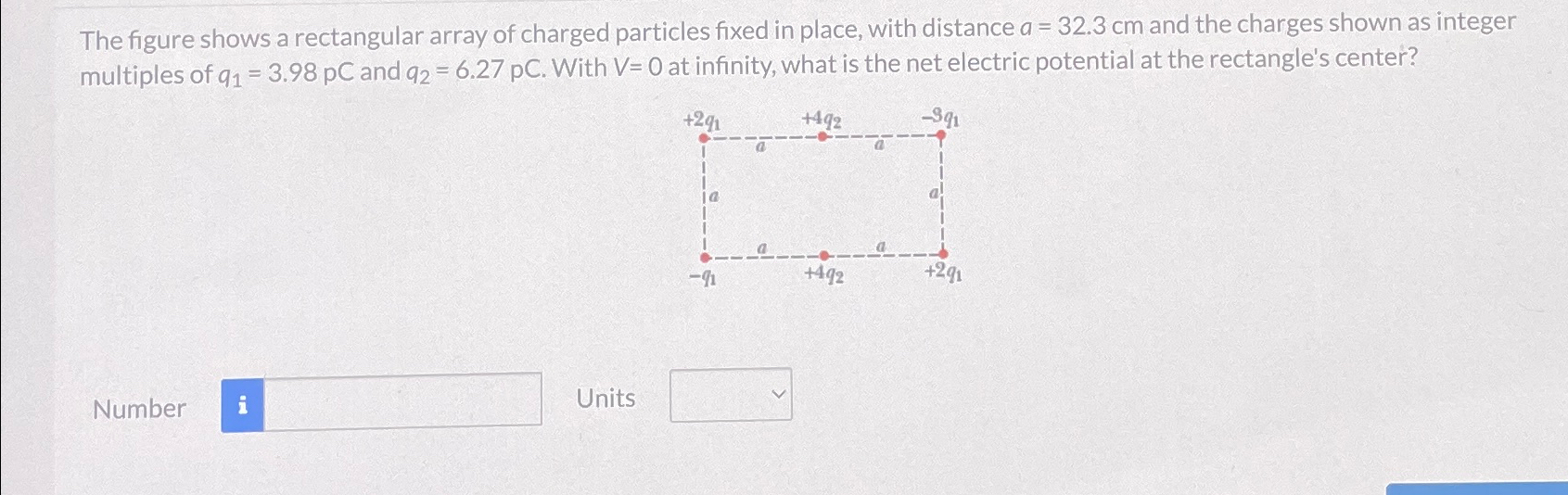 Solved The figure shows a rectangular array of charged | Chegg.com