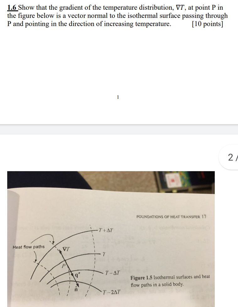 Solved 1.6 Show that the gradient of the temperature | Chegg.com