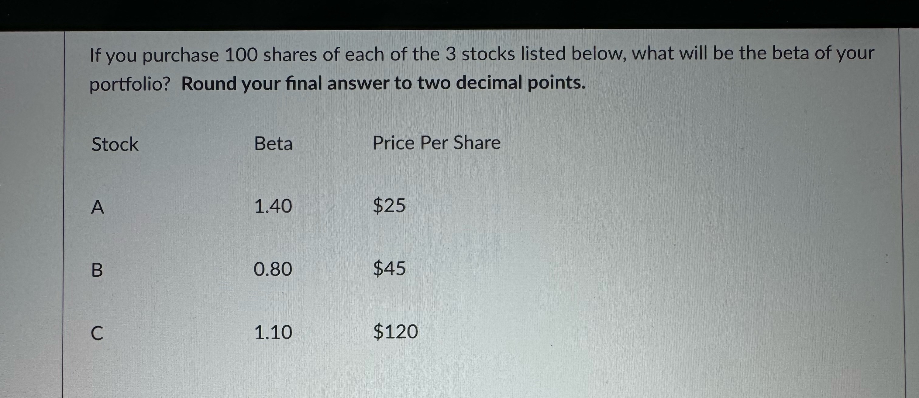 Solved If you purchase 100 ﻿shares of each of the 3 ﻿stocks | Chegg.com