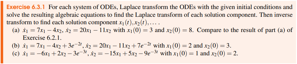 Solved Exercise 6 3 1 ﻿for Each System Of Odes Laplace