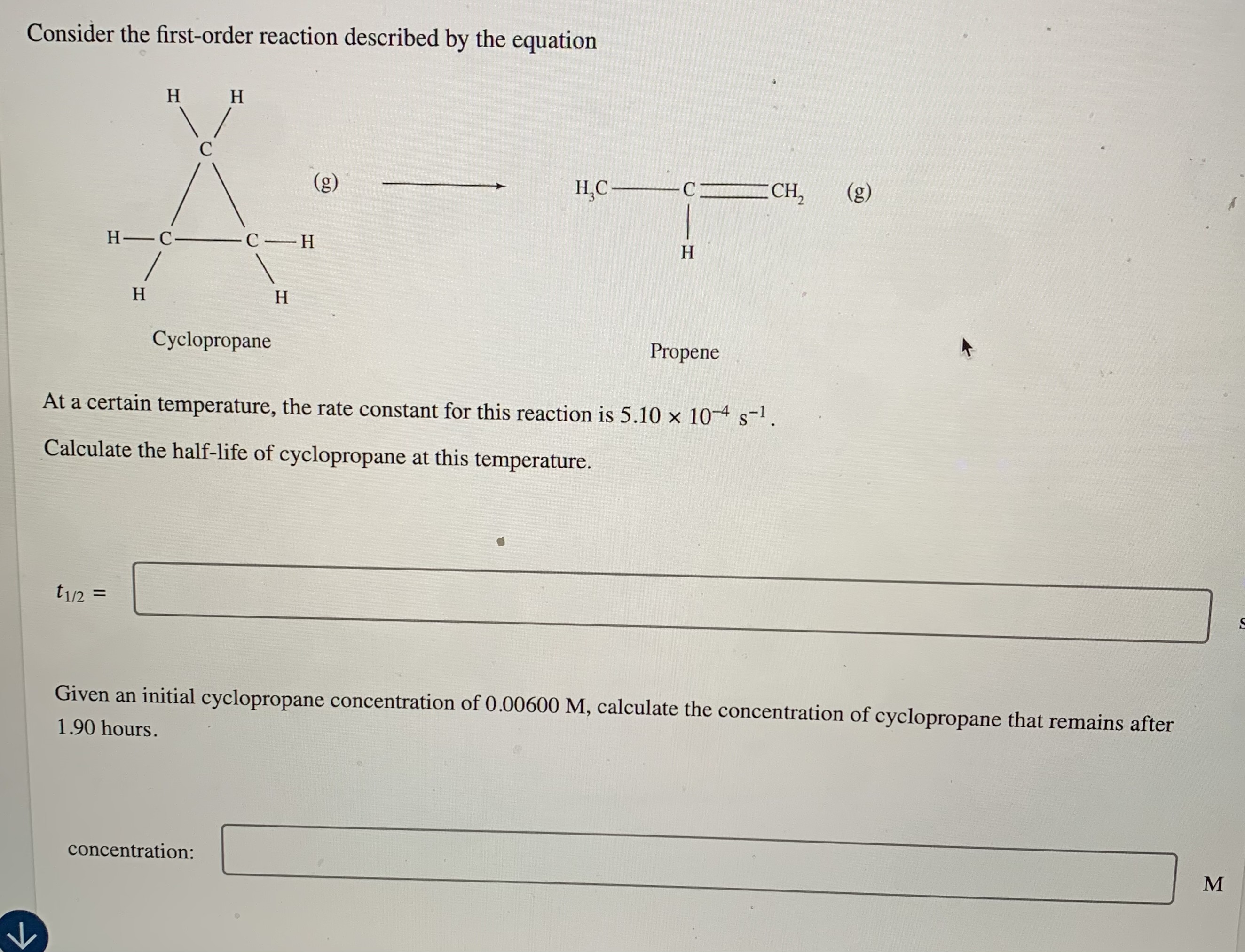 Solved Consider the first-order reaction described by the | Chegg.com