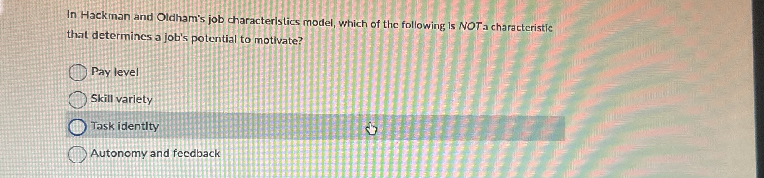 Solved In Hackman and Oldham's job characteristics model, | Chegg.com