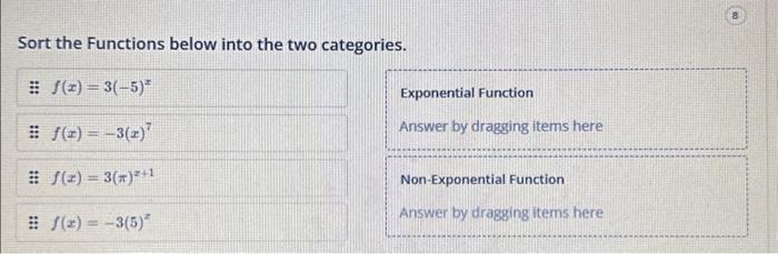 Solved Sort the Functions below into the two categories. : | Chegg.com