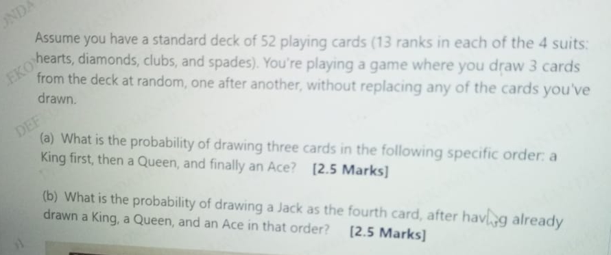 Solved Assume you have a standard deck of 52 ﻿playing cards | Chegg.com