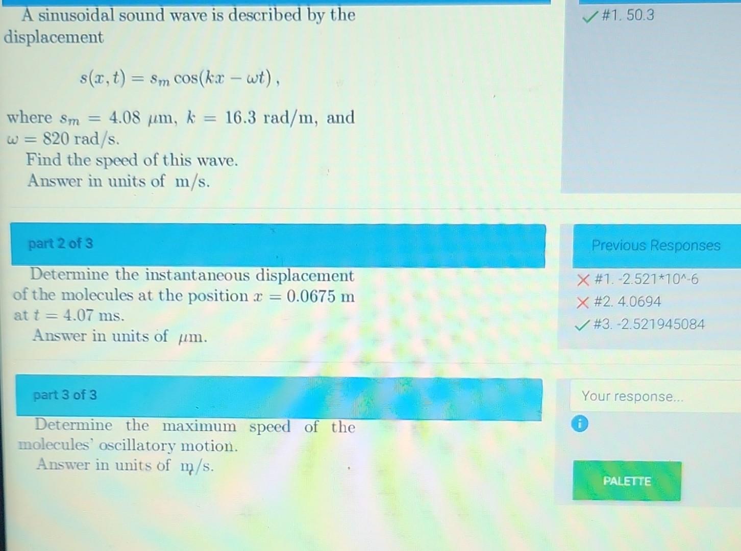 Solved A sinusoidal sound wave is described by the | Chegg.com
