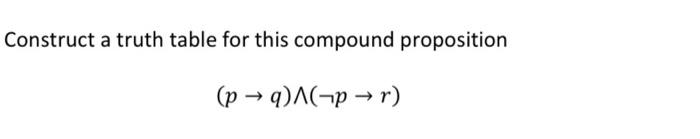 Solved Construct a truth table for this compound proposition | Chegg.com