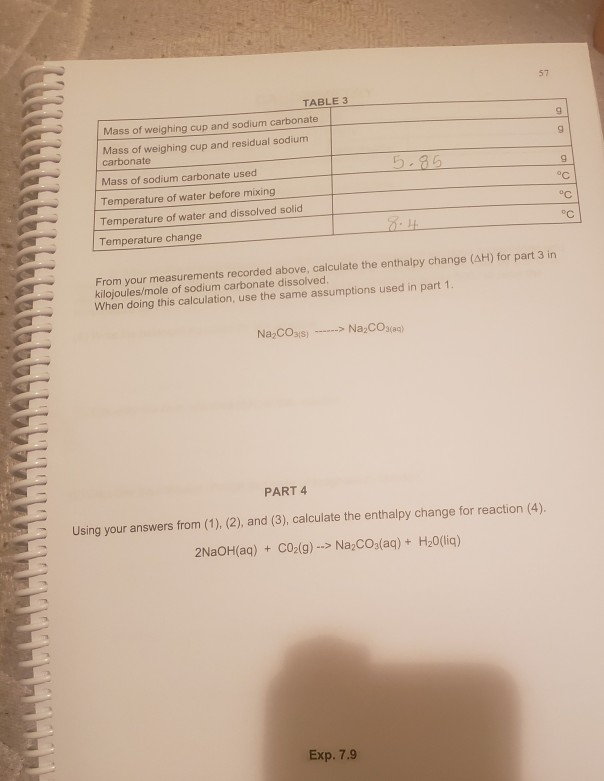 49 Experiment #7 CALORIMETRY CHM 1045L/CHM 1046L | Chegg.com