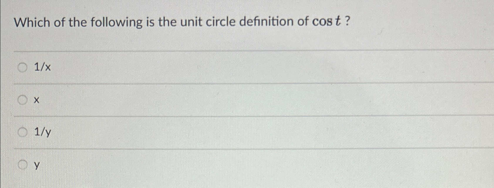 Solved Which of the following is the unit circle definition | Chegg.com