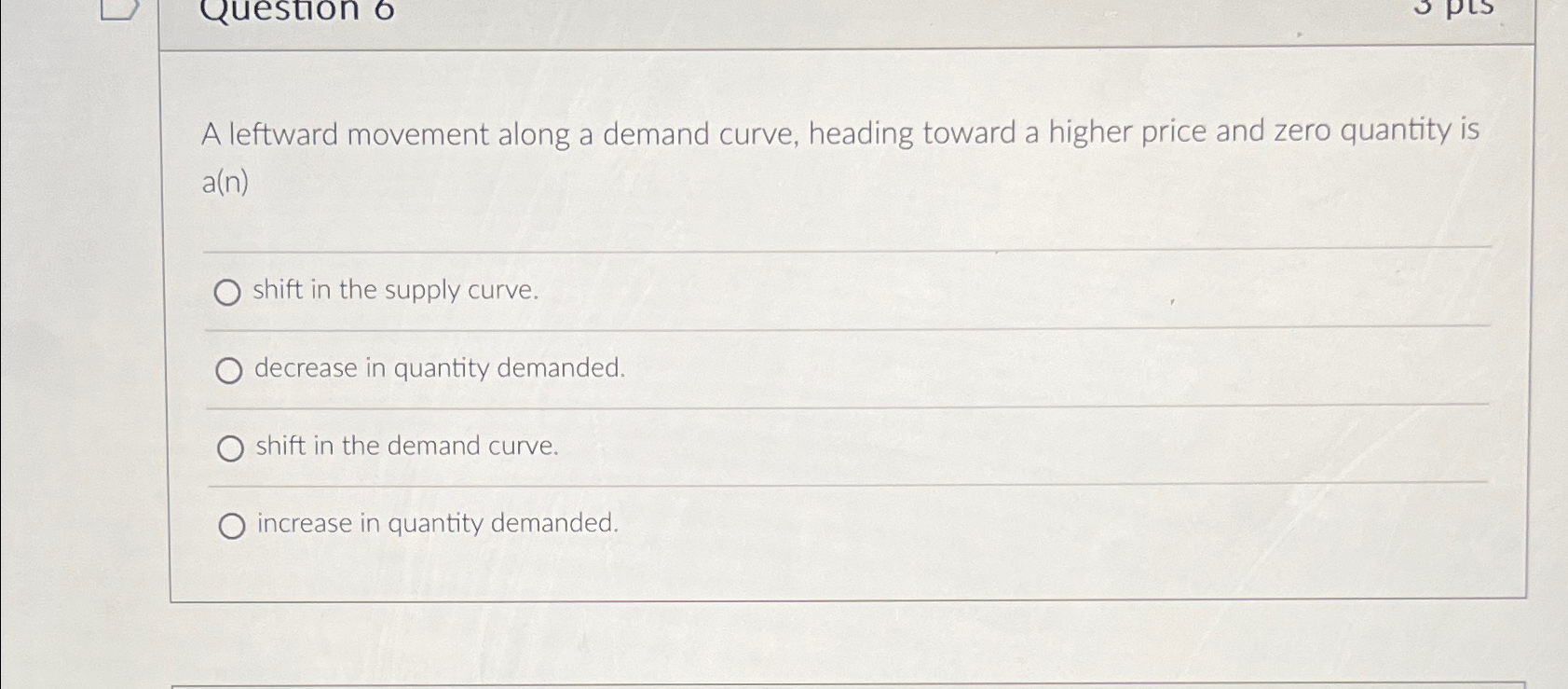Solved A leftward movement along a demand curve, heading | Chegg.com